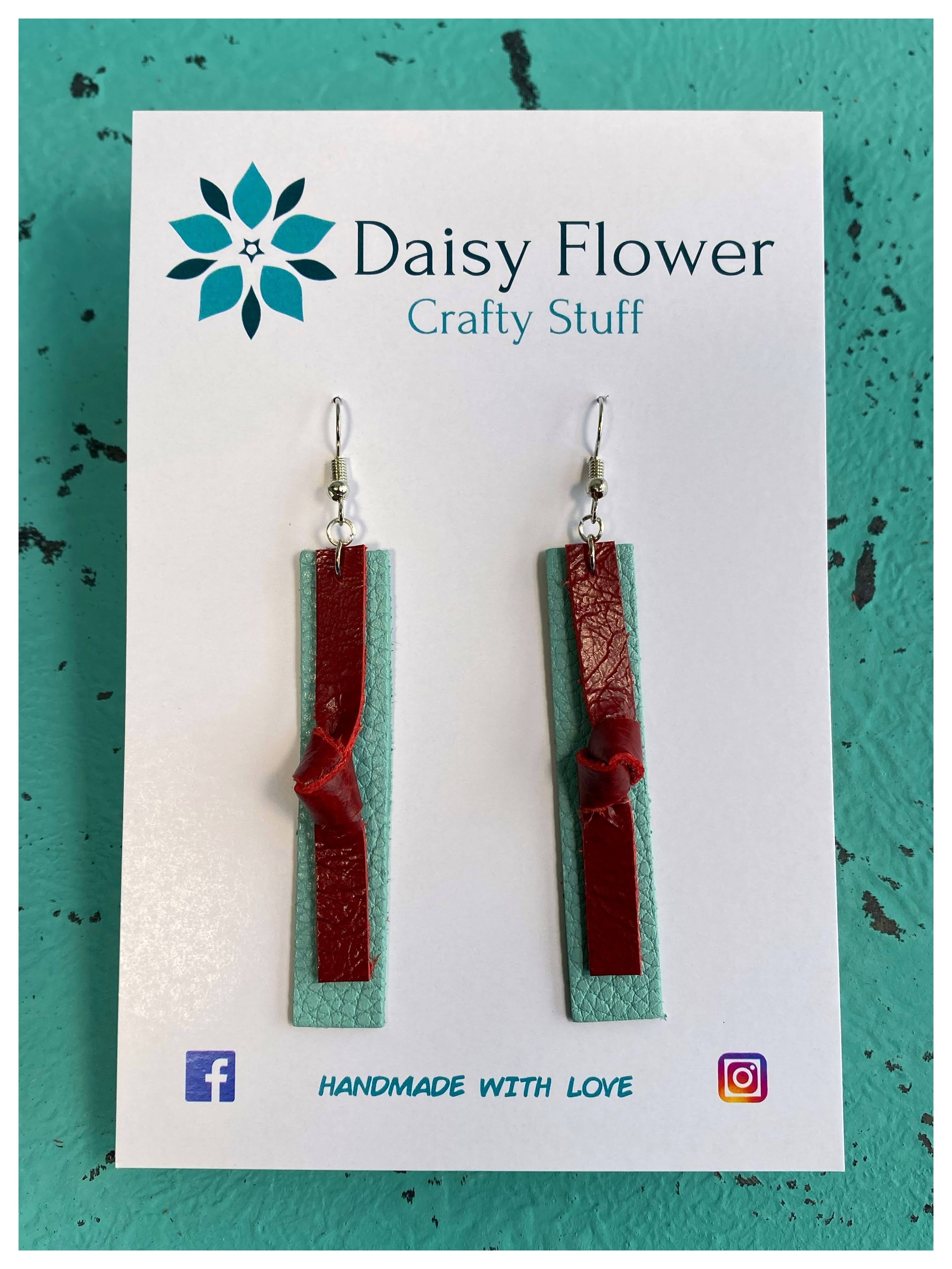 Leather Turquoise Red Knot Earrings – Daisy Flower Crafty Stuff